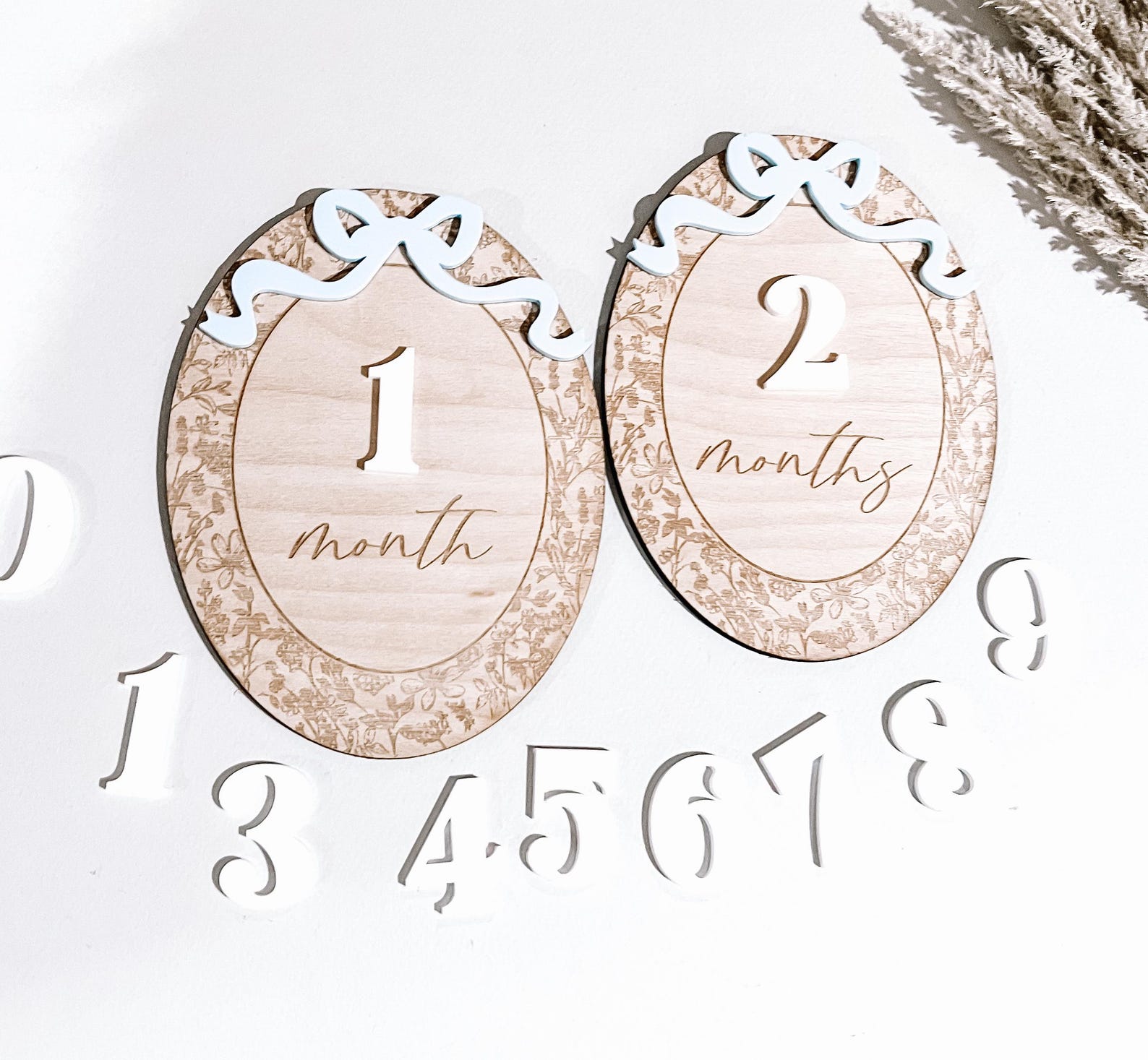 Wooden Lace Milestone Disc, Bow Interchangeable Milestone Cards ...