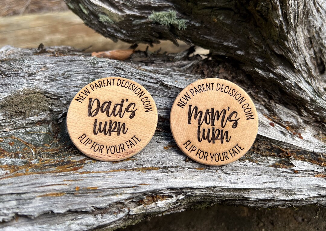 Parents Wood Decision Coin, New Parent Decision Token, Personalized ...