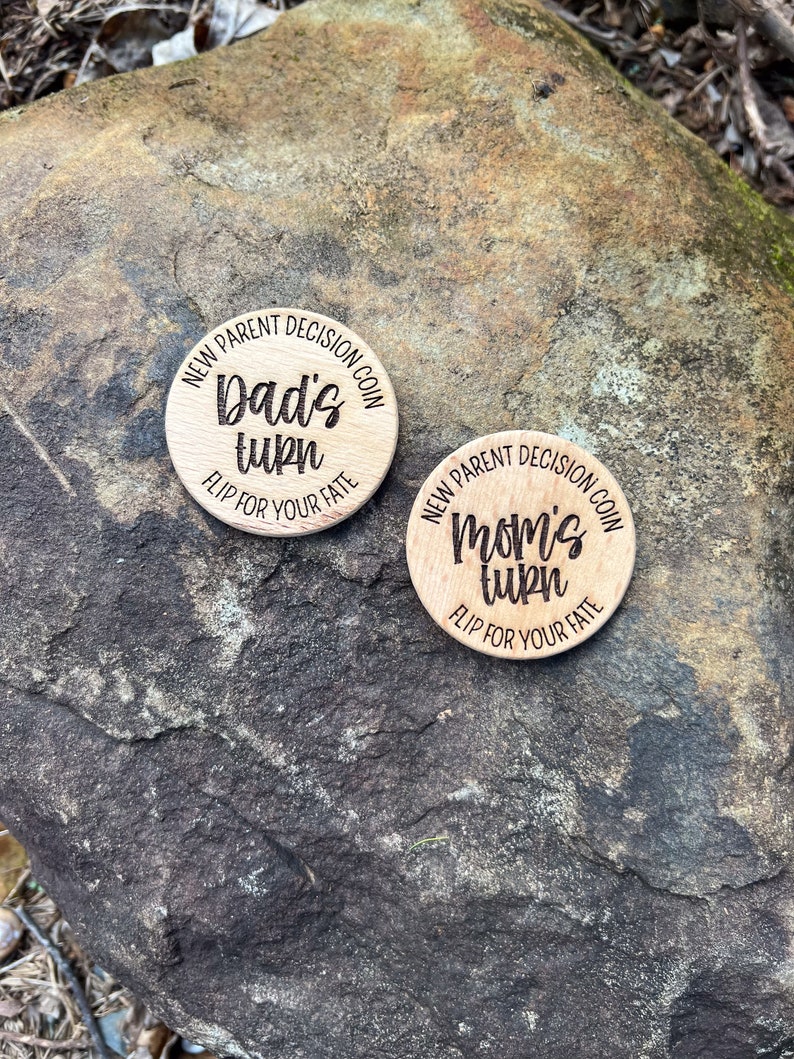 Parents Wood Decision Coin, New Parent Decision Token, Personalized ...