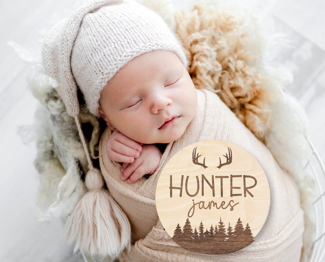 Deer Baby Name Sign, Woodland Baby Name Announcement Sign, Birth ...