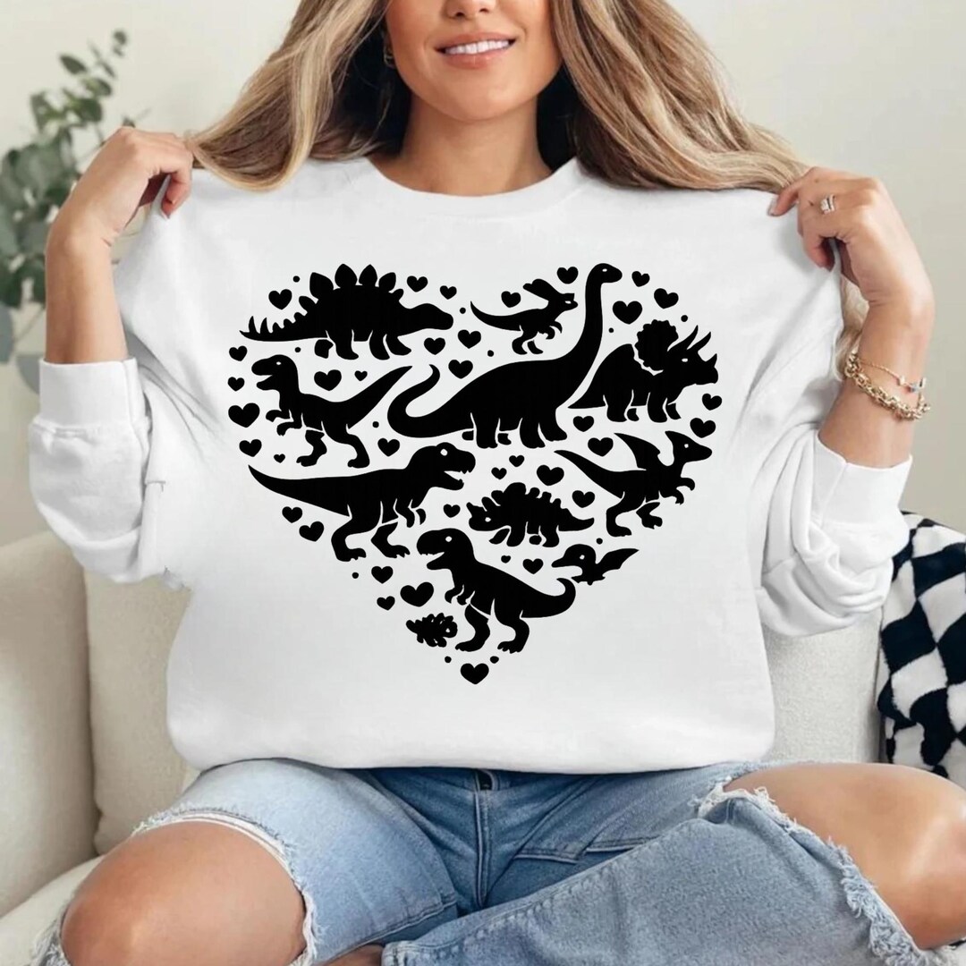 Dinosaur Heart Valentine PNG: Dino Silhouette Art (digital Download) - Etsy
