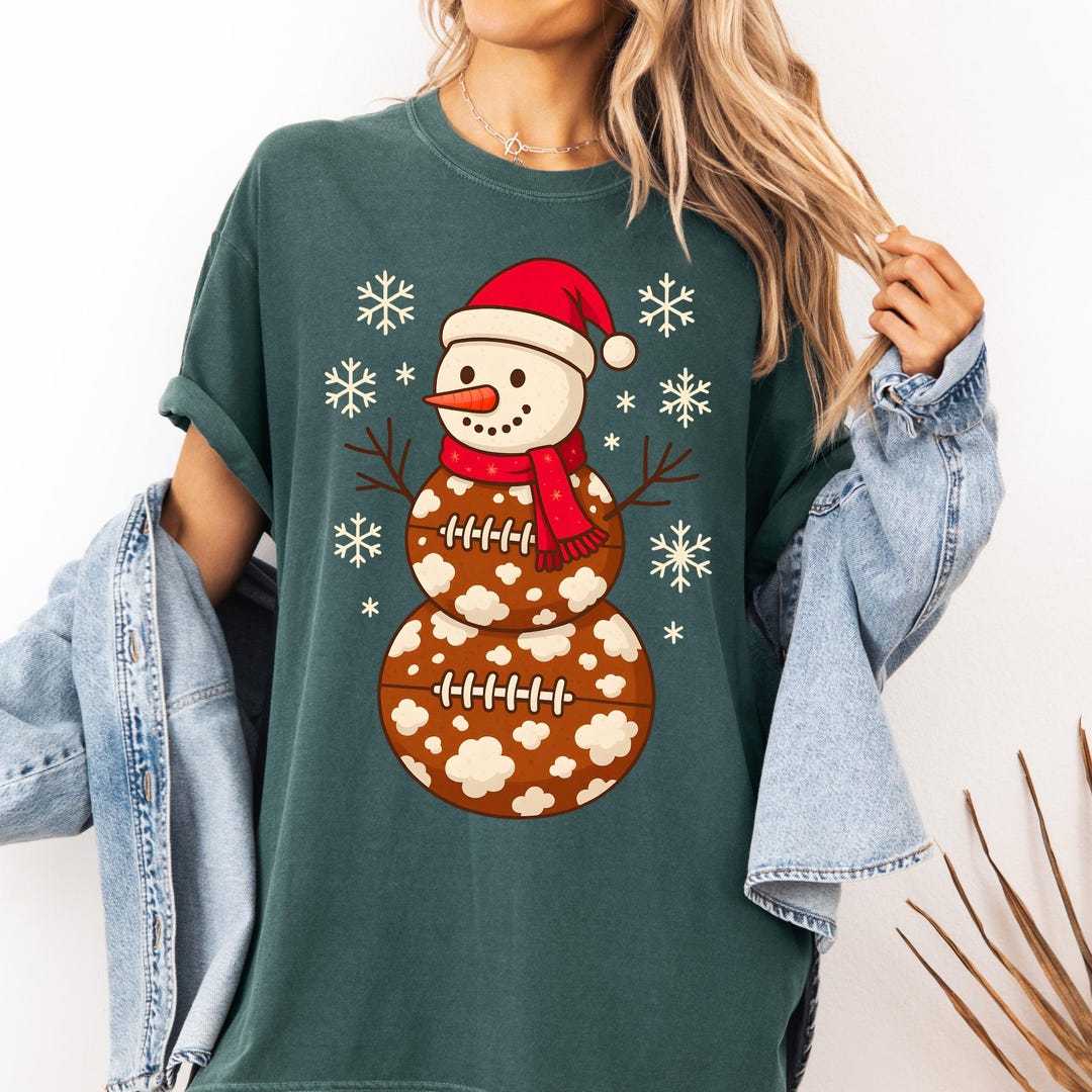 Christmas Football Snowman PNG: Holiday Sports Art (digital Download ...