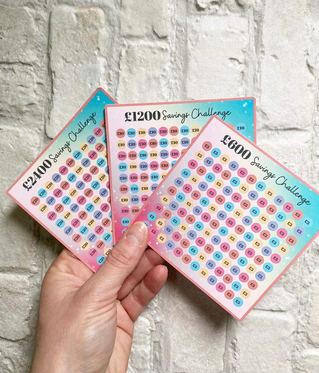 600, 1200, 2400 Tin Sticker Tracker, Money Saving Challenge, Cash ...