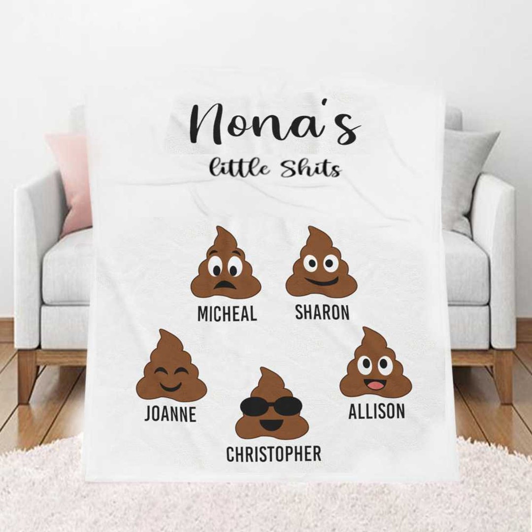 Little Shits Poop Emoji Blanket, Personalized Funny Gift for Nona ...
