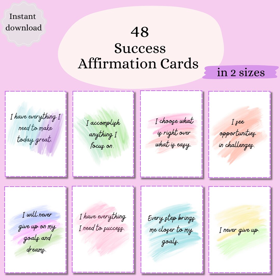 Success Affirmation Cards, Daily Affirmation Cards, Positive Quotes ...