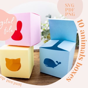 Animals Favor Box Template, 10 Boxes Designs Svg File - Etsy
