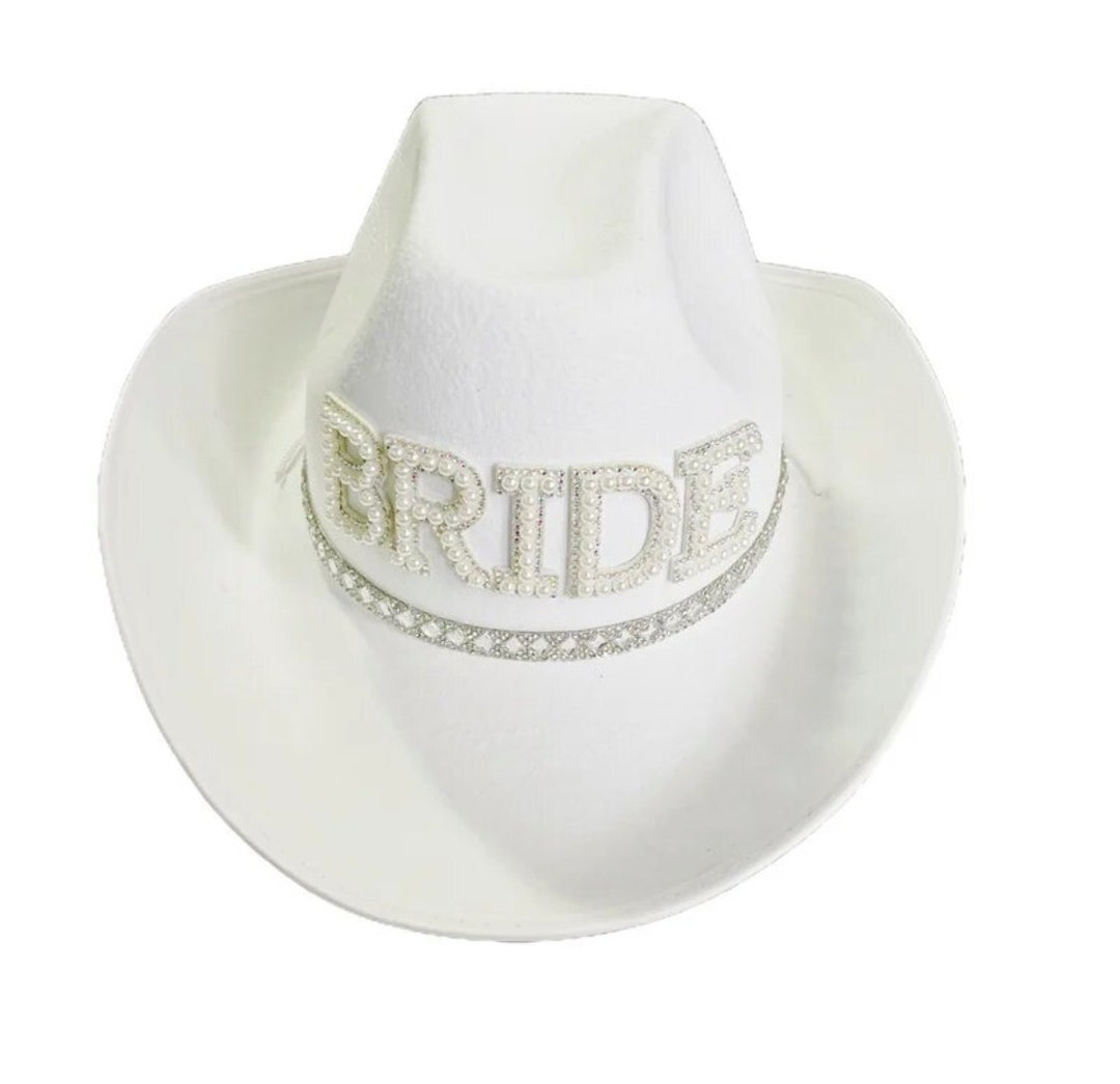 Bride Cowboy Hat | White Hat | Hen Party Hat | Wedding Gift | Wedding ...