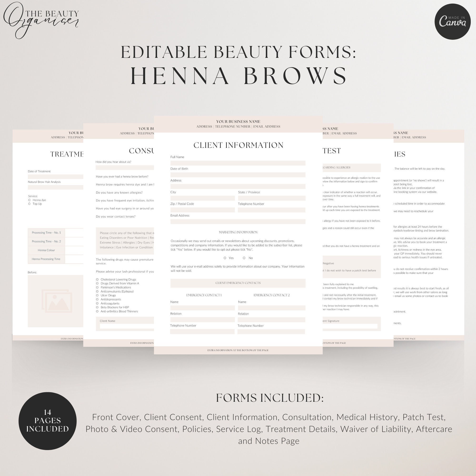 Henna Brow Forms Editable Client Information Consent - Etsy
