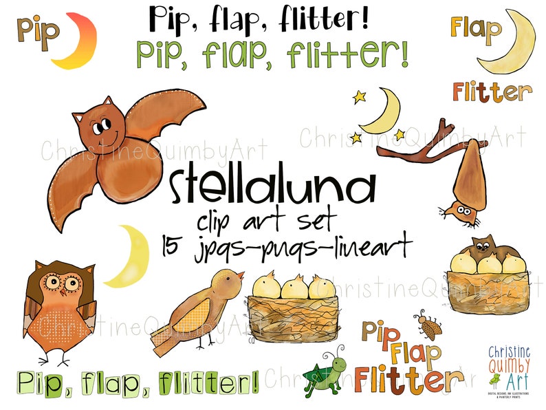 Stellauna Children's Books Clip Art Bats Teacher Materials - Etsy