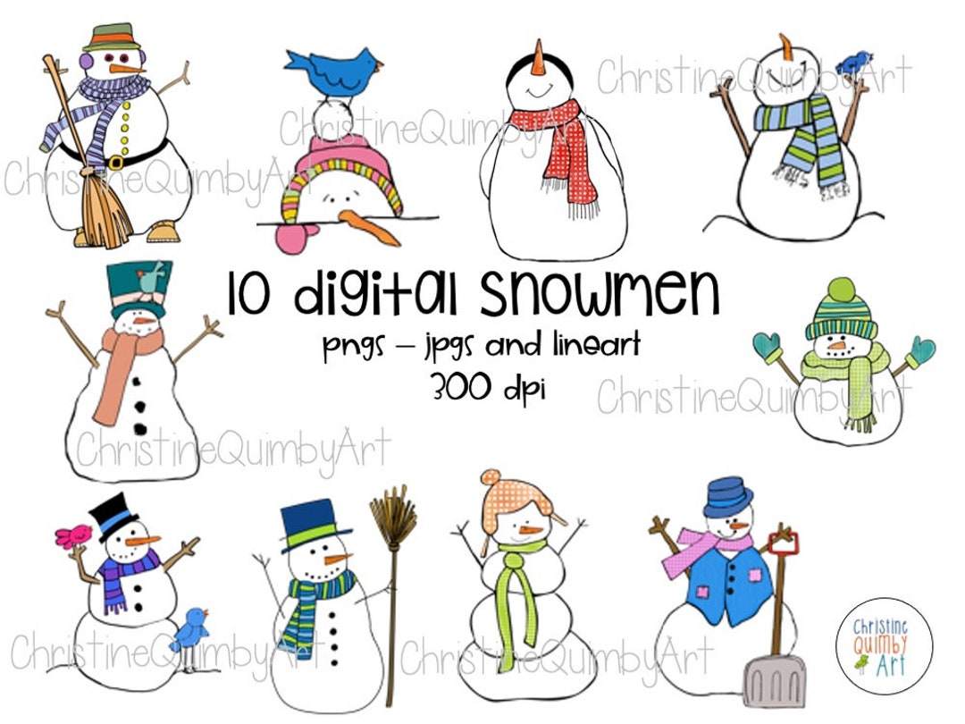 Snowman Clip Art Teacher Materials Scrapbooking Winter - Etsy