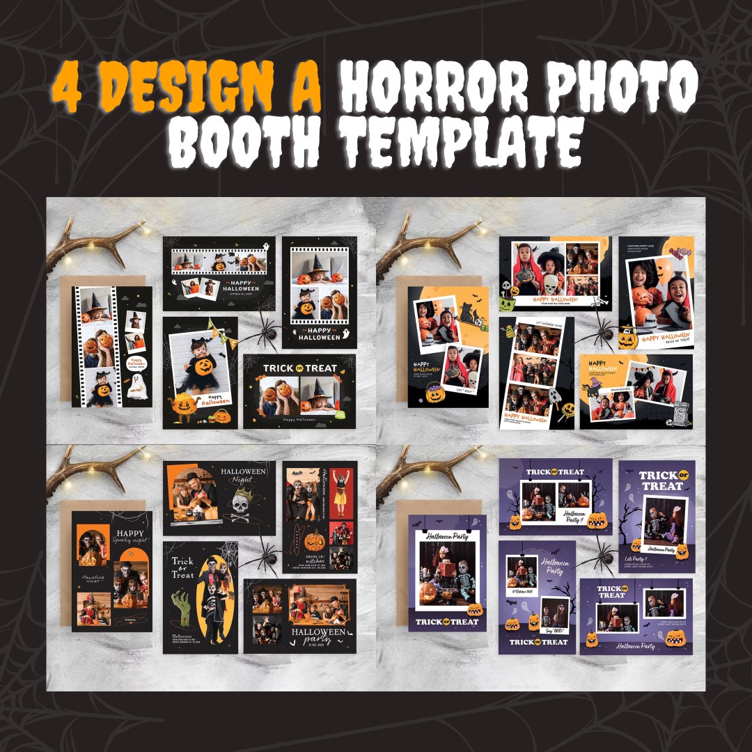 4 Design Horror Photo Booth Template | Halloween Photo Booth Template ...