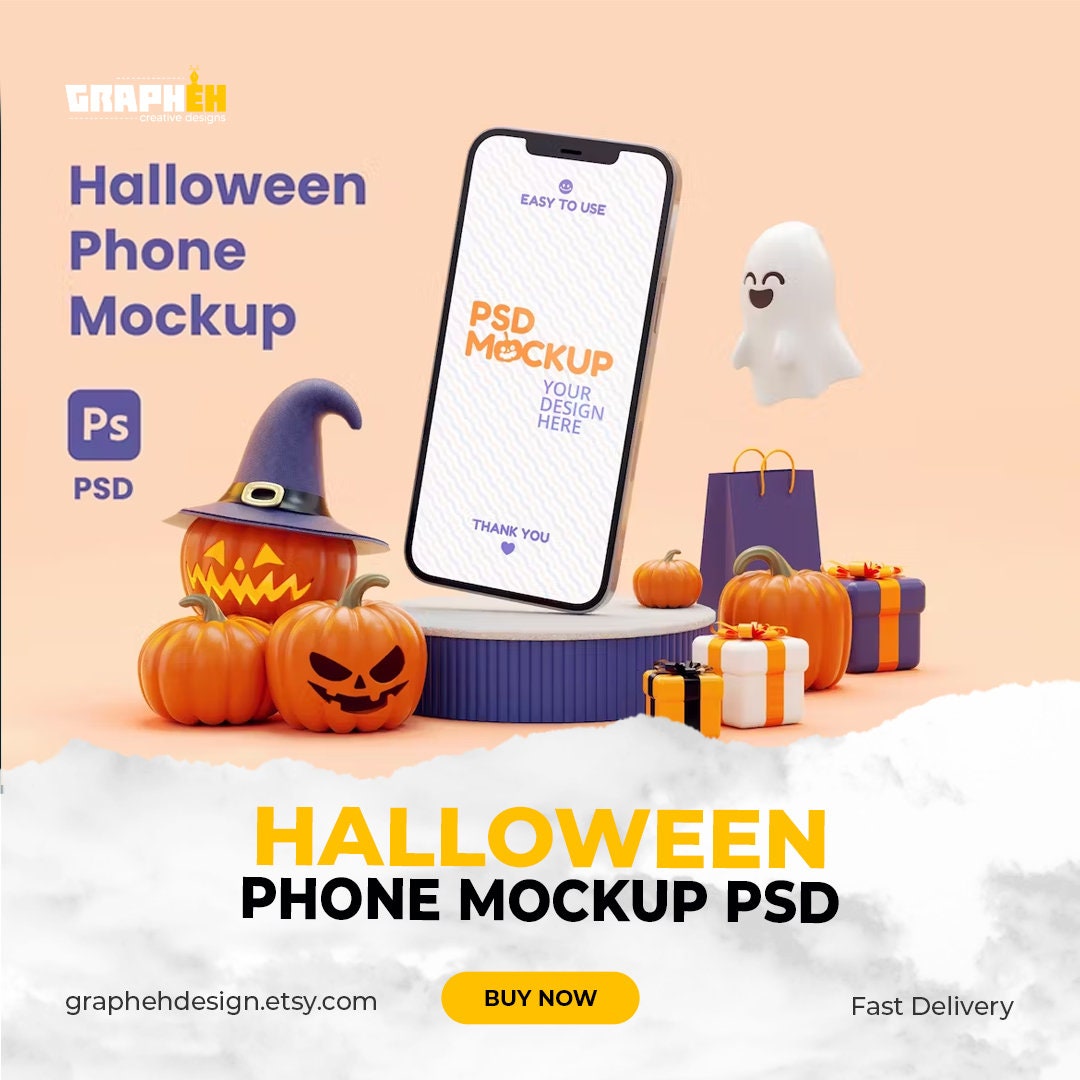 Halloween Phone Mockup Halloween Mockup Halloween Phone Template ...