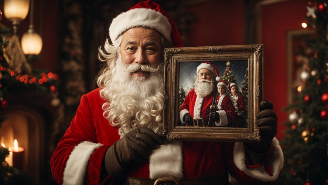 Santa Template for Canva Holding Landscape Frame Editable PNG EASY ...