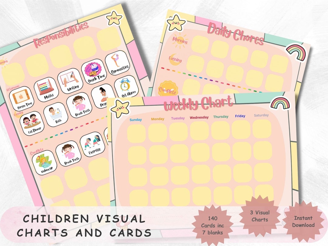 Visual Routine Girl Chart Daily Kids' Schedules With Cards Morning ...
