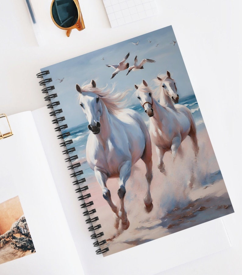Watercolor Coquette Beach Horses Summer Sketchbook: Nautical Vacation ...
