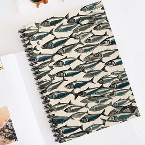 Retro Sardines Journal, Marine Life, Sea Life Spiral Notebook, Marine ...