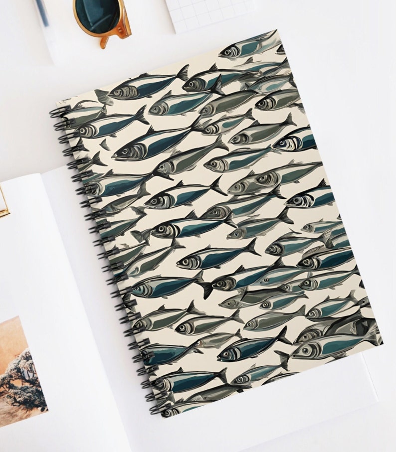 Retro Sardines Journal, Marine Life, Sea Life Spiral Notebook, Marine ...