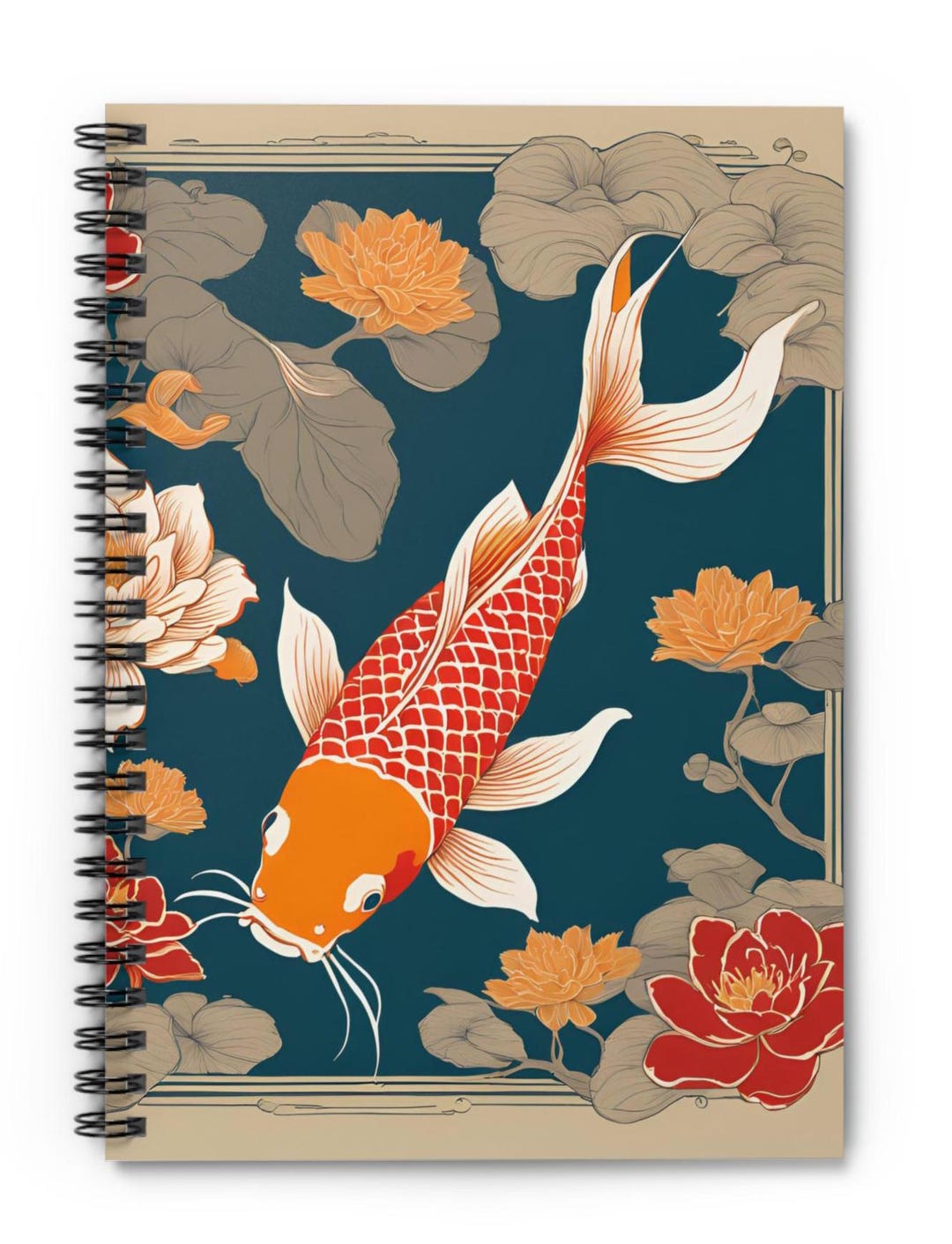 Vintage Japanese Koi Fish Journal, Marine Life, Sea Life Spiral ...