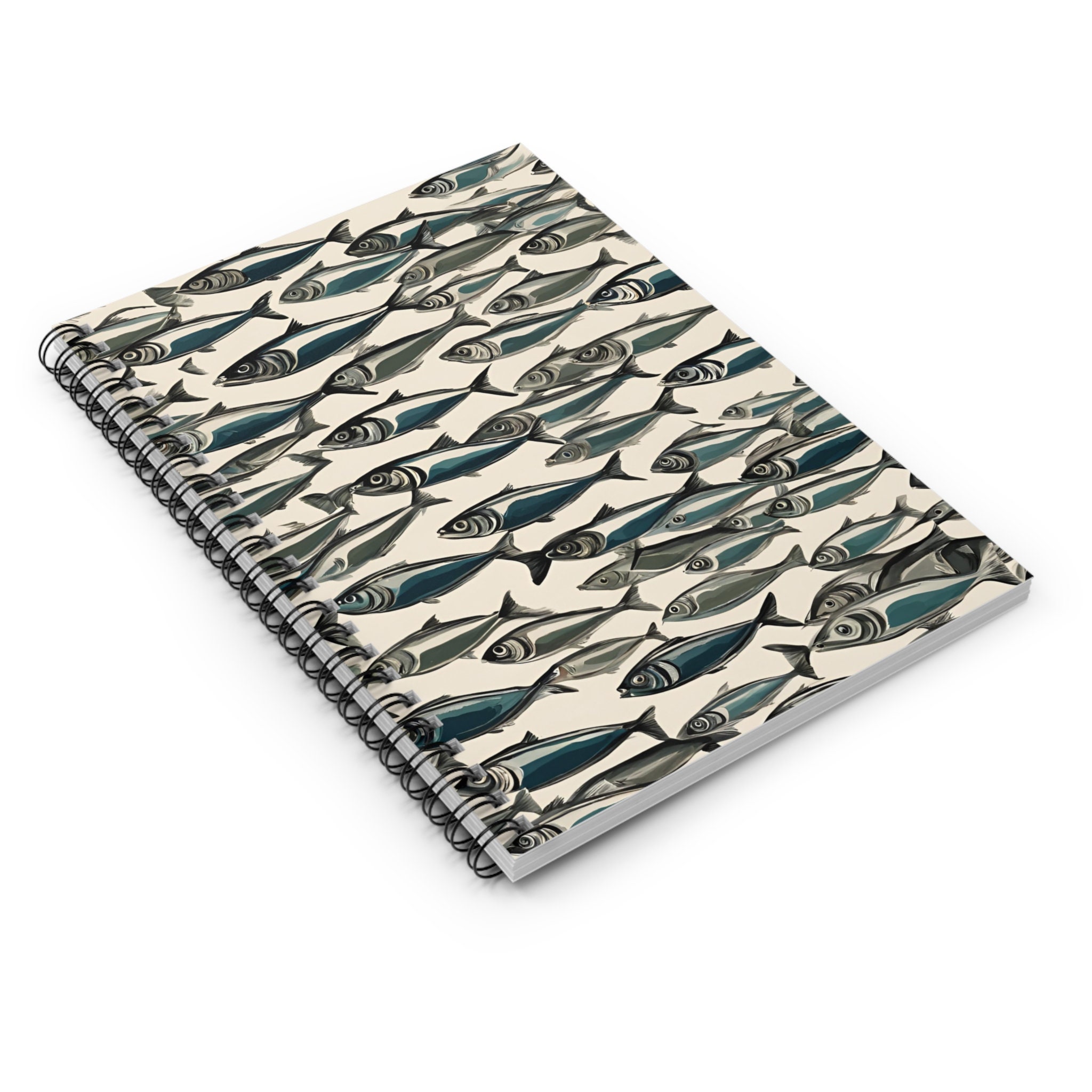 Retro Sardines Journal, Marine Life, Sea Life Spiral Notebook, Marine ...