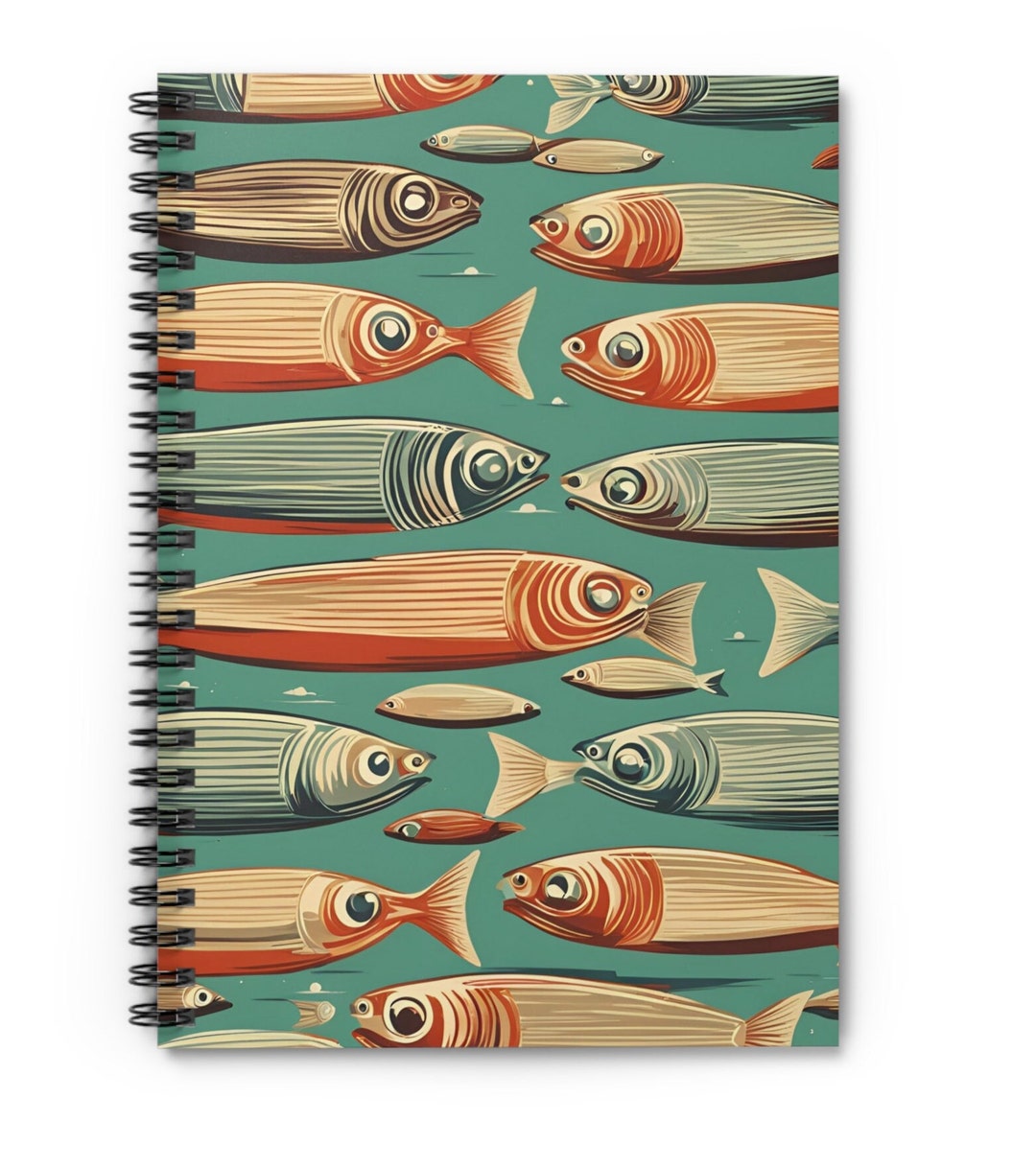 Retro Sardines Journal, Marine Life, Sea Life Spiral Notebook, Marine ...