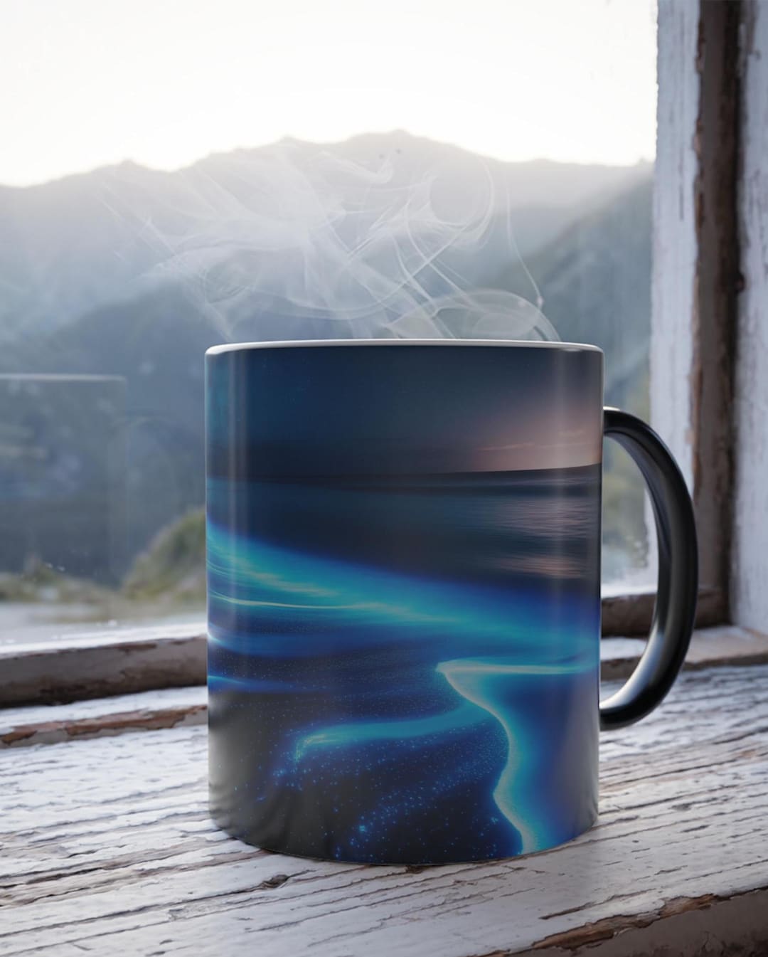 Color Morphing Mug Bioluminescent Beach Scene, Coral Reefs, Scuba ...