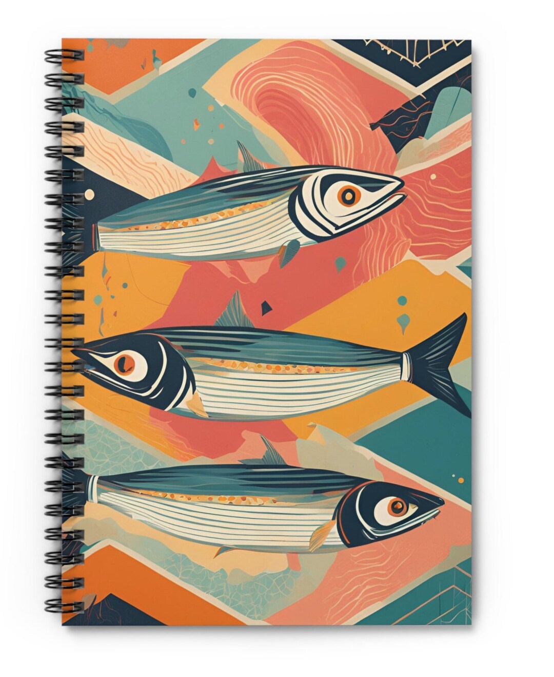 Retro Sardines Journal, Marine Life, Sea Life Spiral Notebook, Marine ...