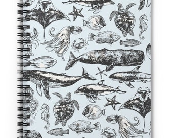 Retro Sardines Journal, Marine Life, Sea Life Spiral Notebook, Marine ...