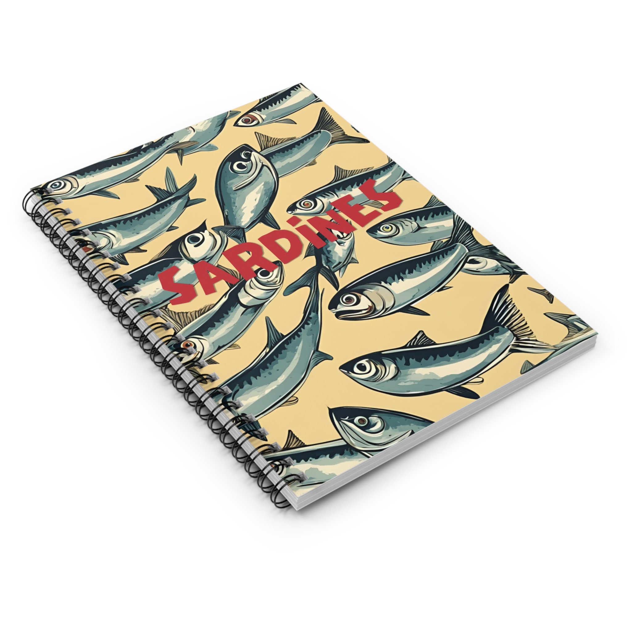 Retro Sardines Journal, Marine Life, Sea Life Spiral Notebook, Marine ...