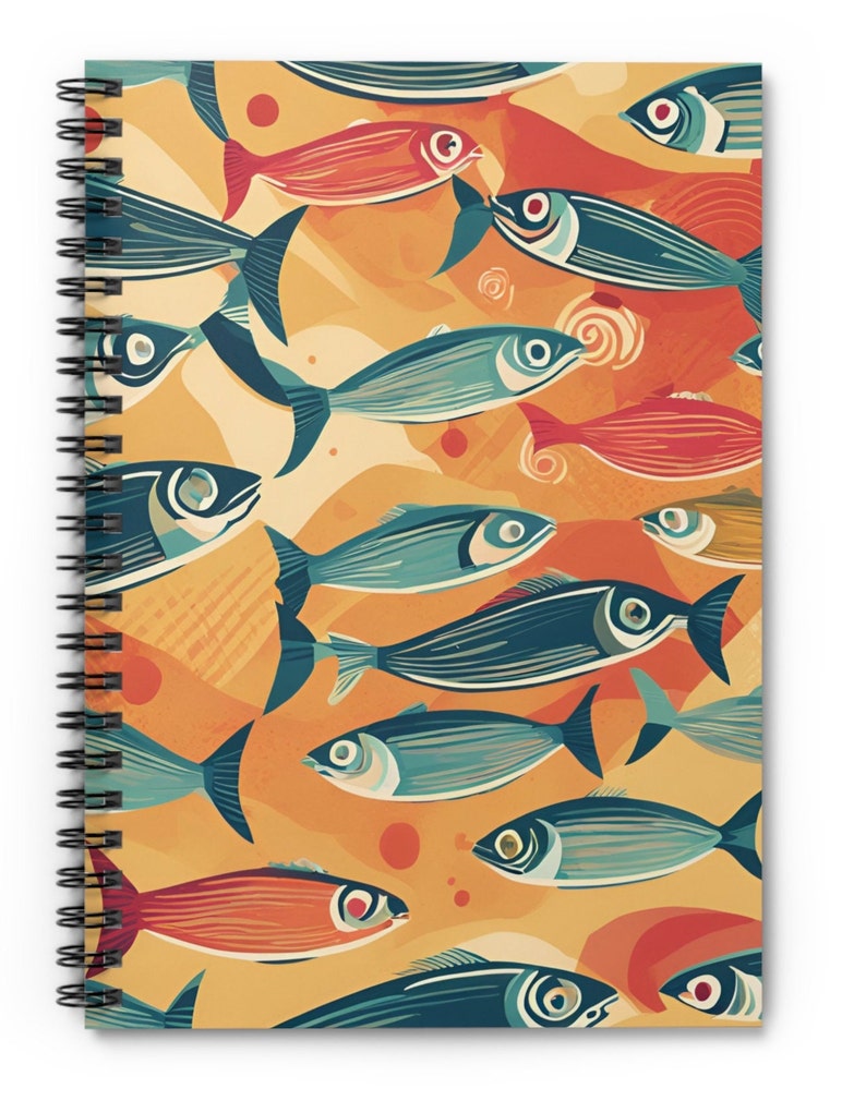 Retro Sardines Journal, Marine Life, Sea Life Spiral Notebook, Marine ...