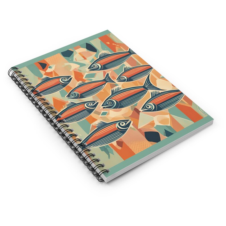 Retro Sardines Journal, Marine Life, Sea Life Spiral Notebook, Marine ...