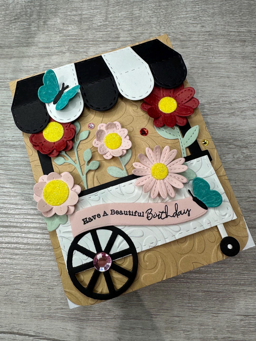 3D Birthday Flower Cart Card Class May 1st 7pm CST Zoom Class - Etsy