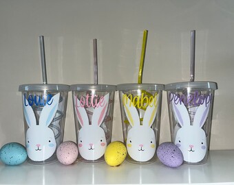 Children’s Personalised Easter Cup, Reusable Cold Cup, Cup With Lid and ...