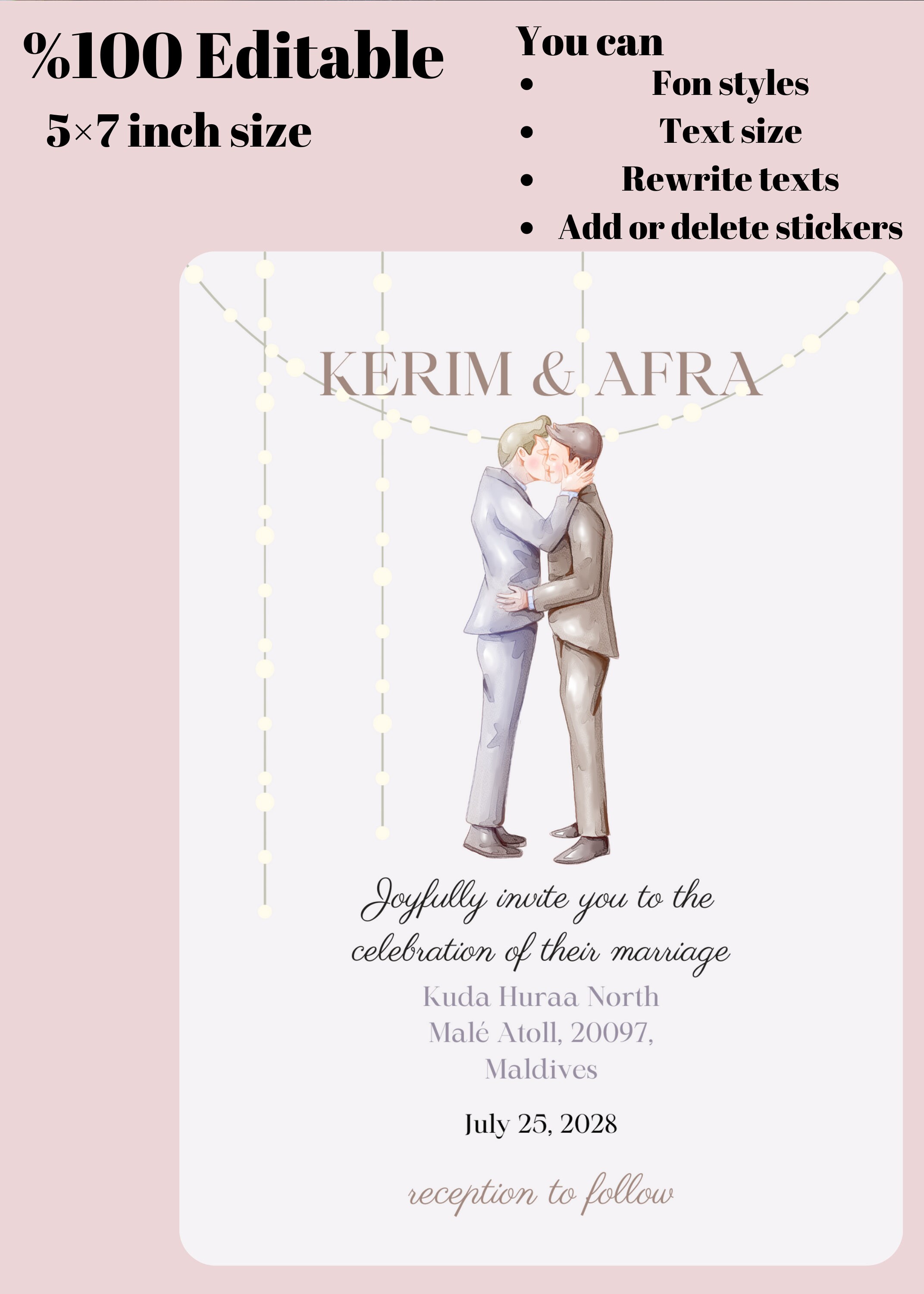 Lgbtq Wedding Invitation Unique Wedding Invitation Gay Wedding