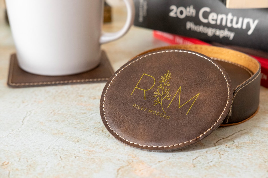 Personalized Coaster, Customed Leather Coaster, Round Leather Coasters ...