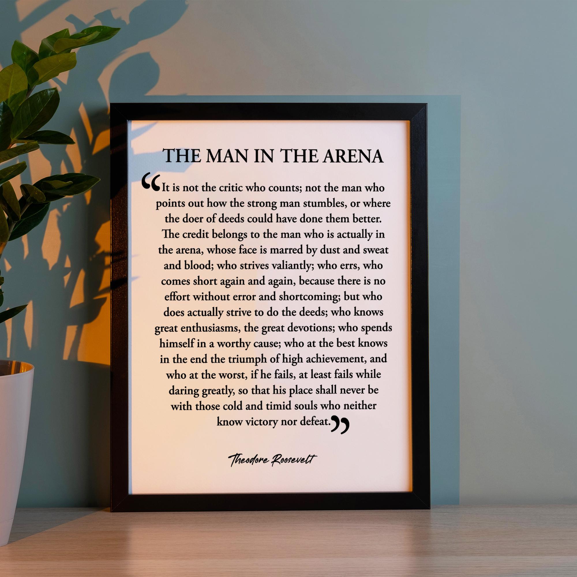 The Man in the Arena Printable Art, Theodore Roosevelt Framed Art ...