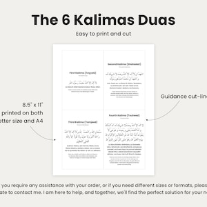 6 Kalimas Duas - Printable Islamic Prayer Cards, Arabic ...