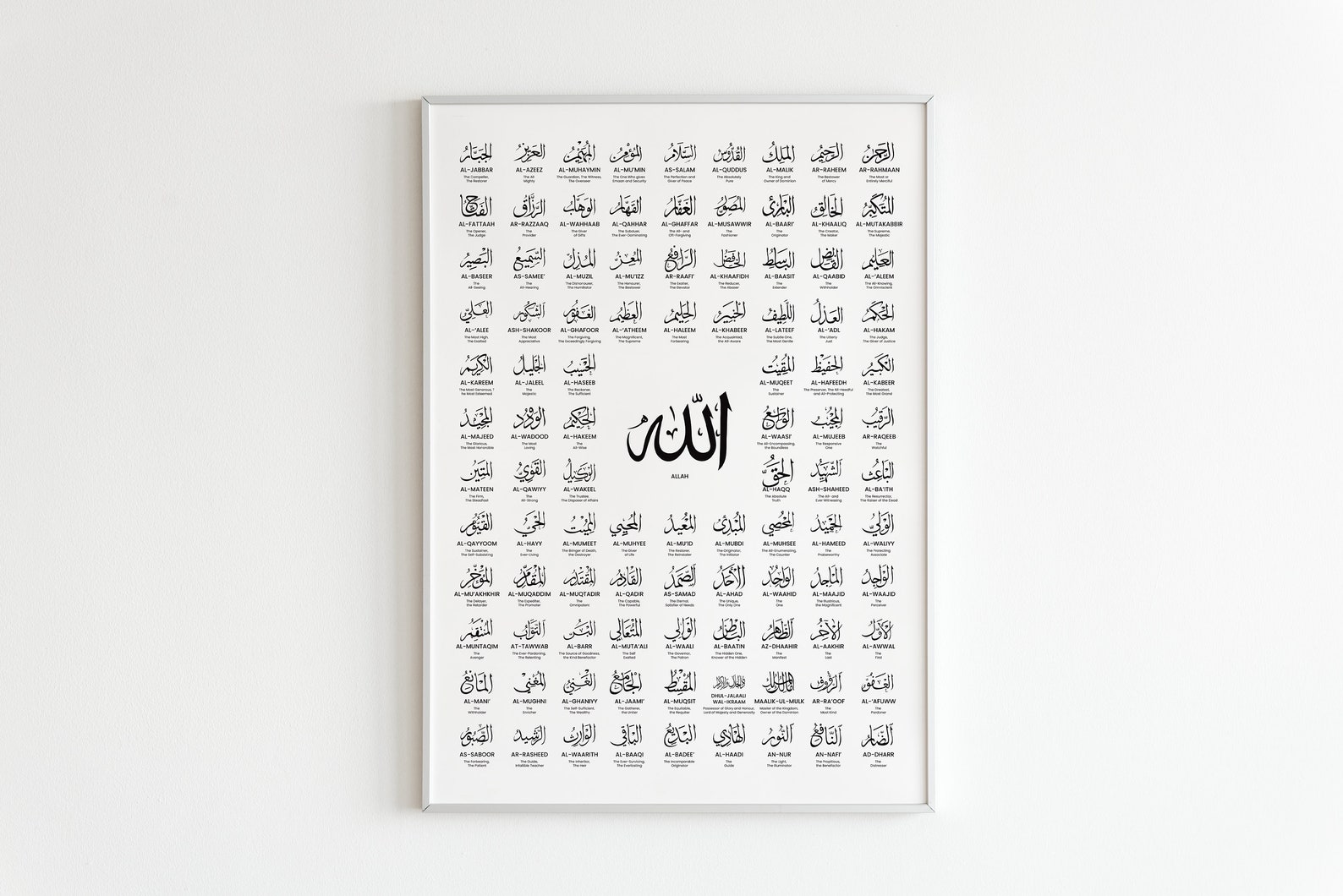 99 Names of Allah Poster With Meaning - Islamic Wall Art, Digital ...