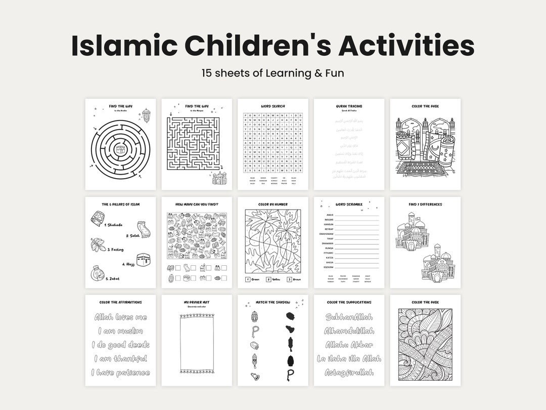 Islamic Children's Activity Printable Sheets, Muslim Kids Activity, Islamic Worksheets, Coloring ...