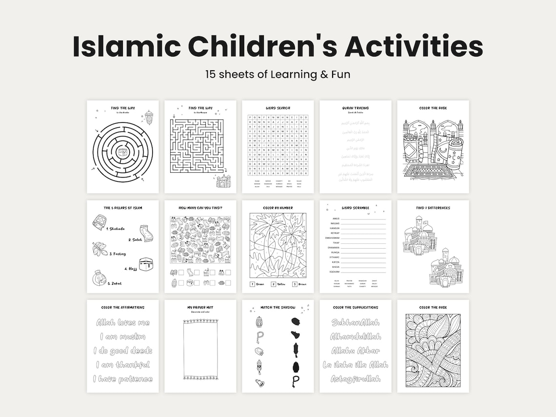 Islamic Children's Activity Printable Sheets, Muslim Kids Activity ...