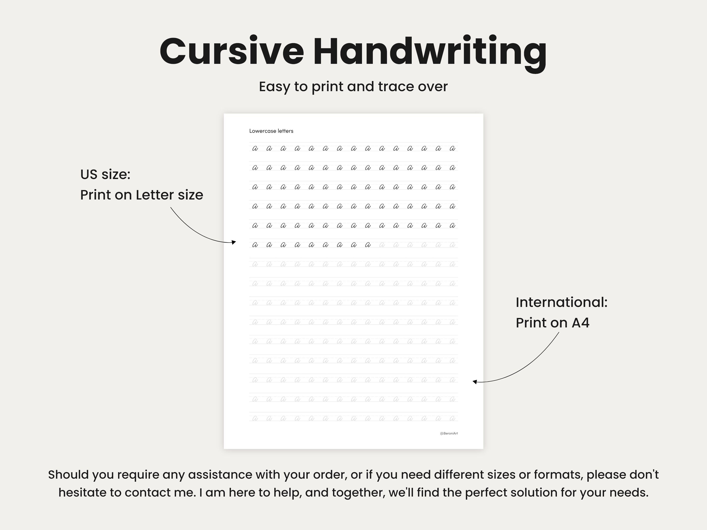 Cursive Handwriting Practice Workbook - Alphabet, Words, and Sentences ...