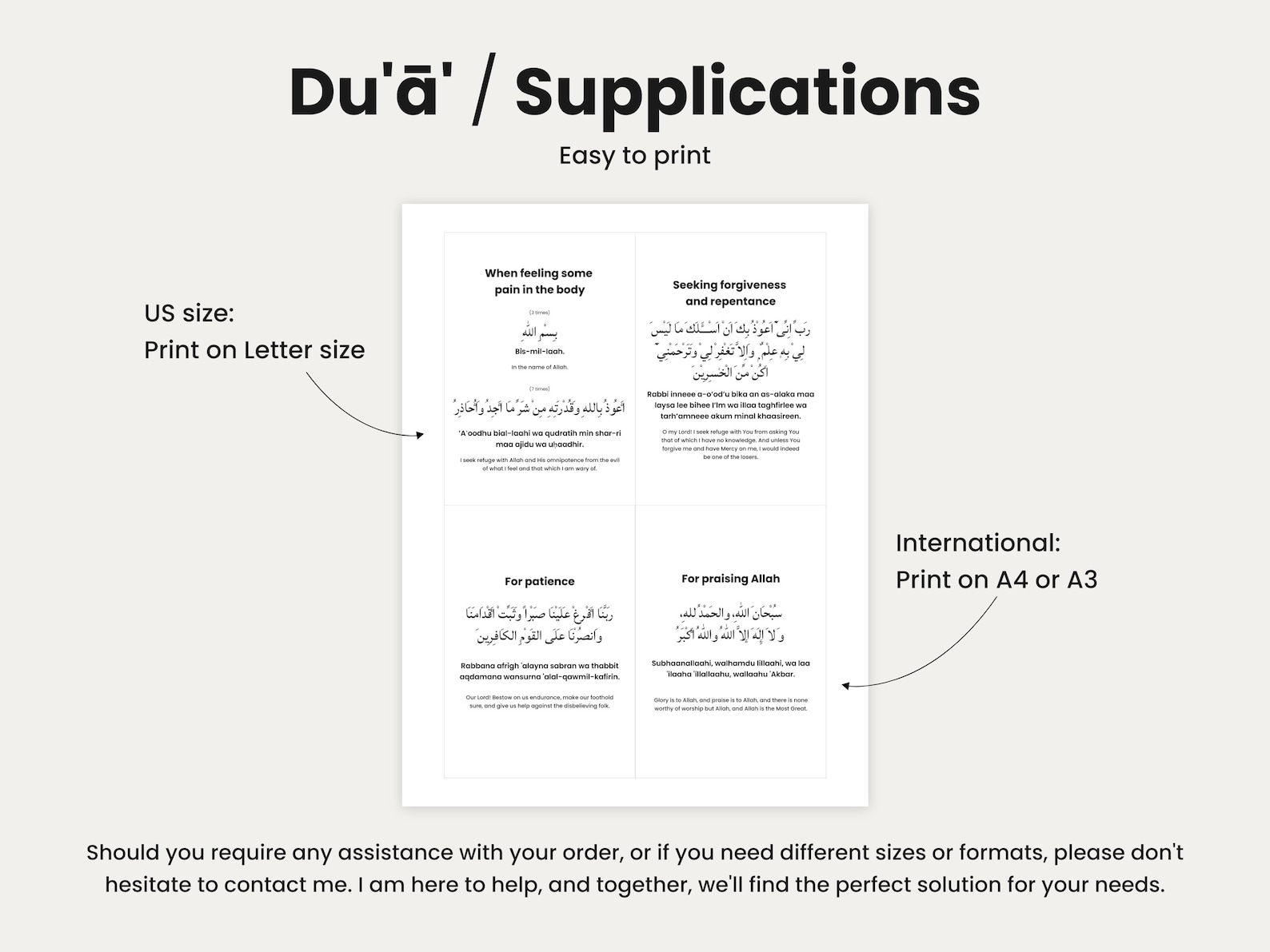 Bundle of 101 Printable Duas 55 Hisn Al-muslim Duas 40 Rabbana Duas 6 ...