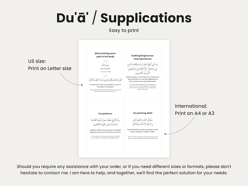 Bundle of 101 Printable Duas 55 Hisn Al-muslim Duas 40 Rabbana Duas 6 Kalimas Arabic Text ...