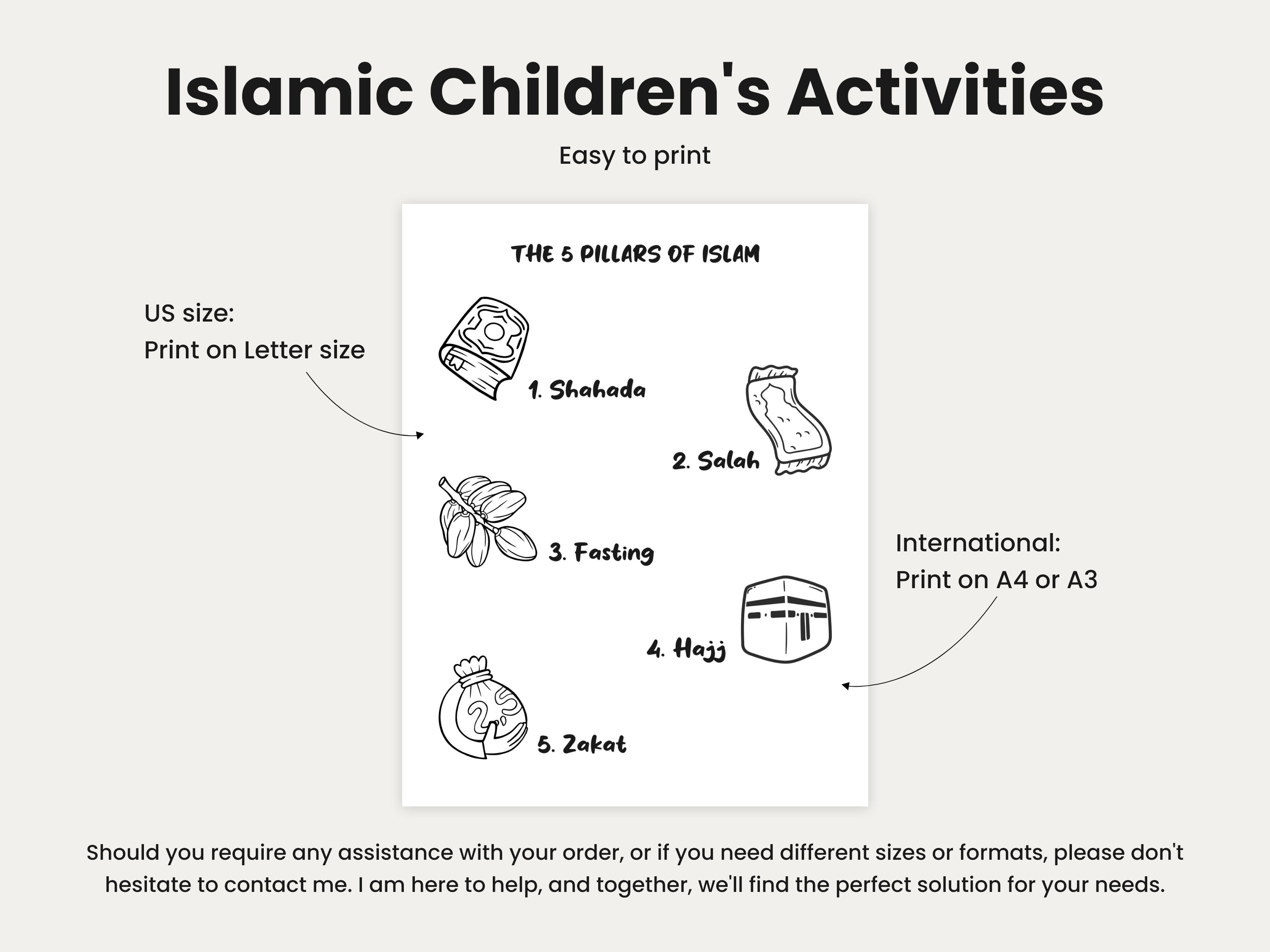 Islamic Children's Activity Printable Sheets, Muslim Kids Activity ...