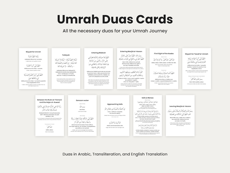 Printable Umrah Dua Cards - Arabic, Transliteration, English ...