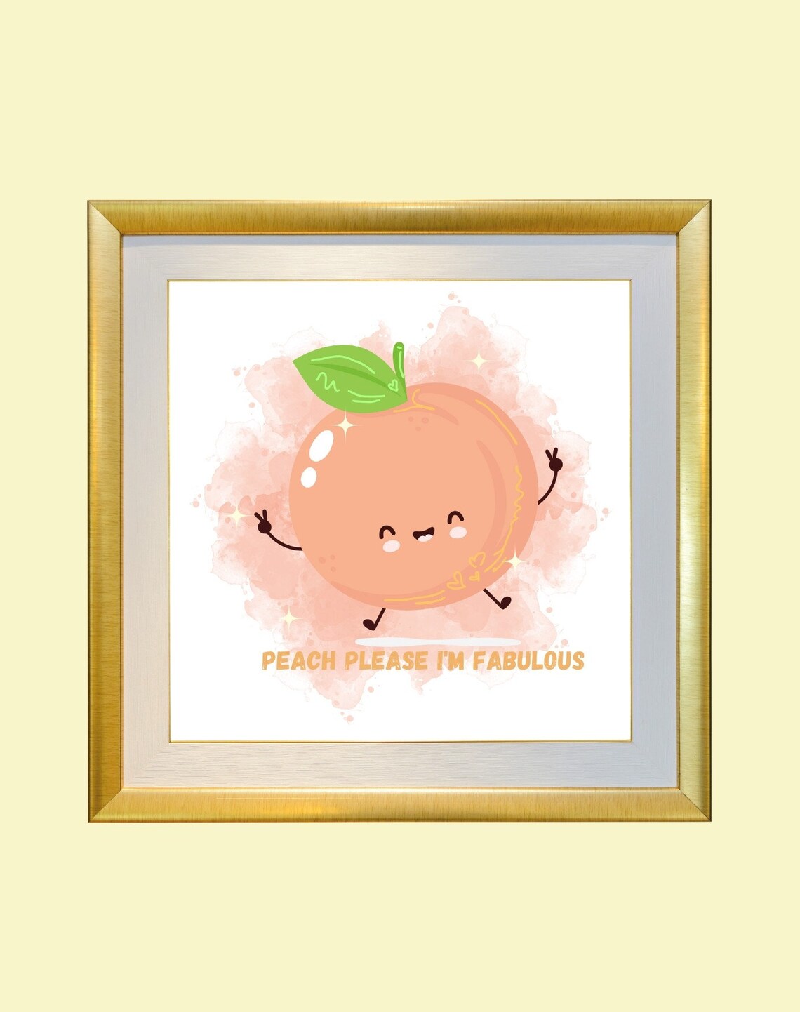 Cute Peach Digital Art, Teen Girl Wall Decor Print, Whimsical Print for ...