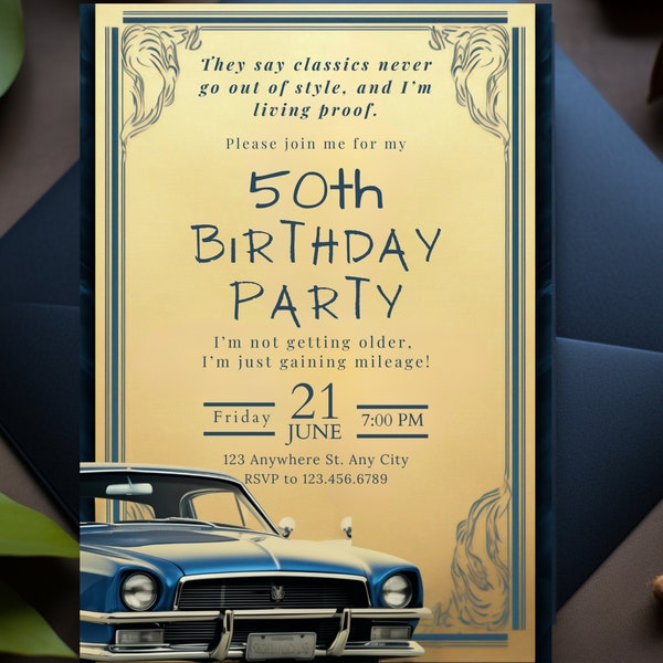 Vintage Car Theme Party Invitations - Etsy