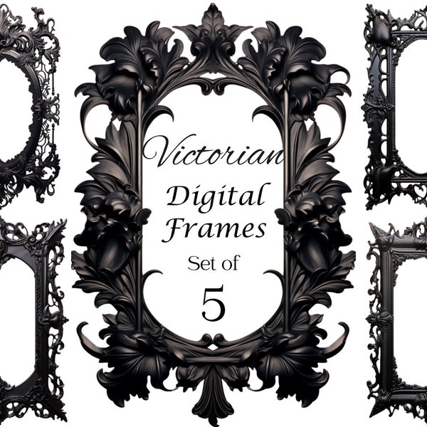 Fancy Black Frame Clipart - Etsy