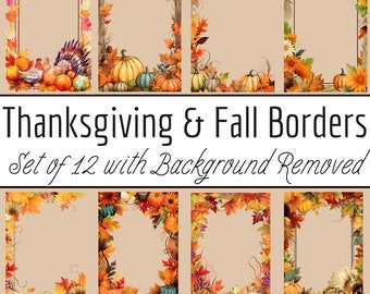 Fall Clipart Png Seamless Files Autumn Border Png Clipartfall - Etsy