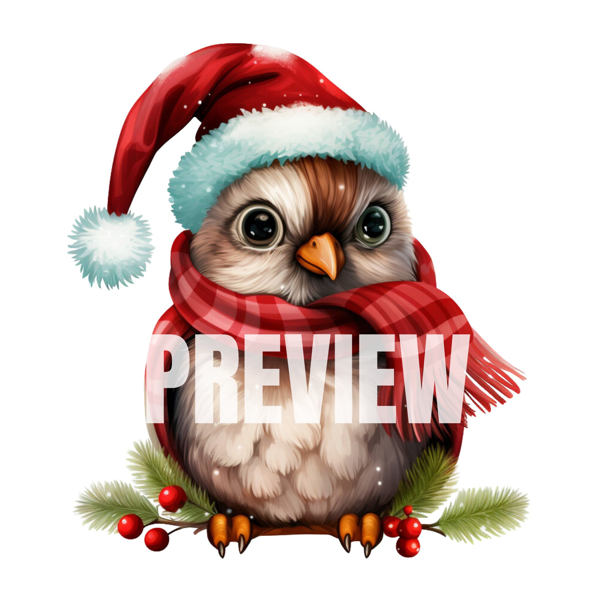 Christmas Owl Clipart, Christmas Clip Art and Image File, Cute Animal ...