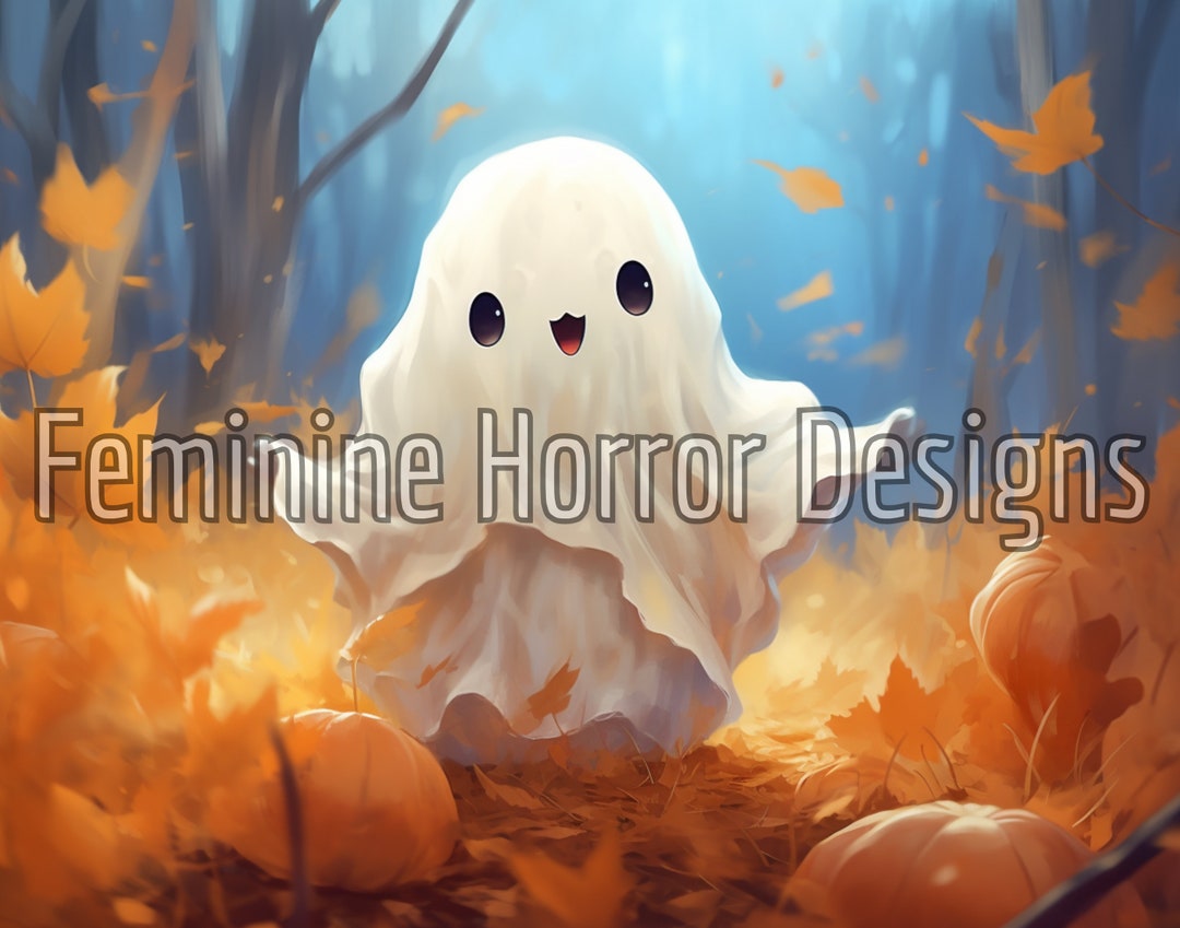 Whimsy Wraith Wonder: Printable Wall Art, Cute Ghost Art Print, Whimsigoth Art Print, Autumn ...